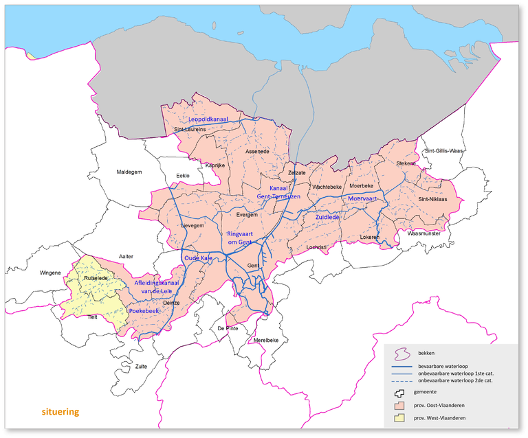 Bekken van de Gentse Kanalen kaart situering ...